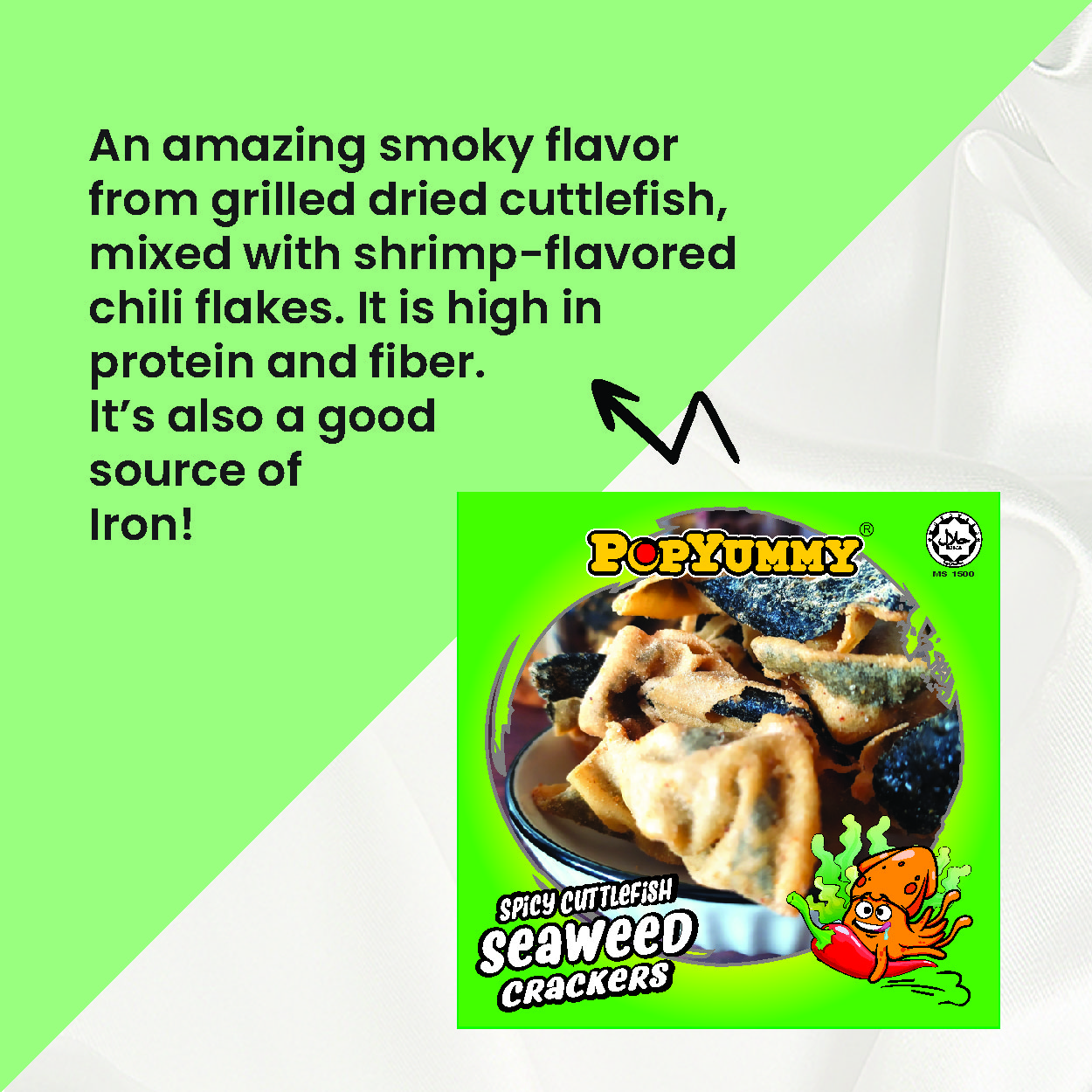 [BUNDLE OF 5] POPYUMMY SPICY CUTTLEFISH SEAWEED CRACKERS 42G