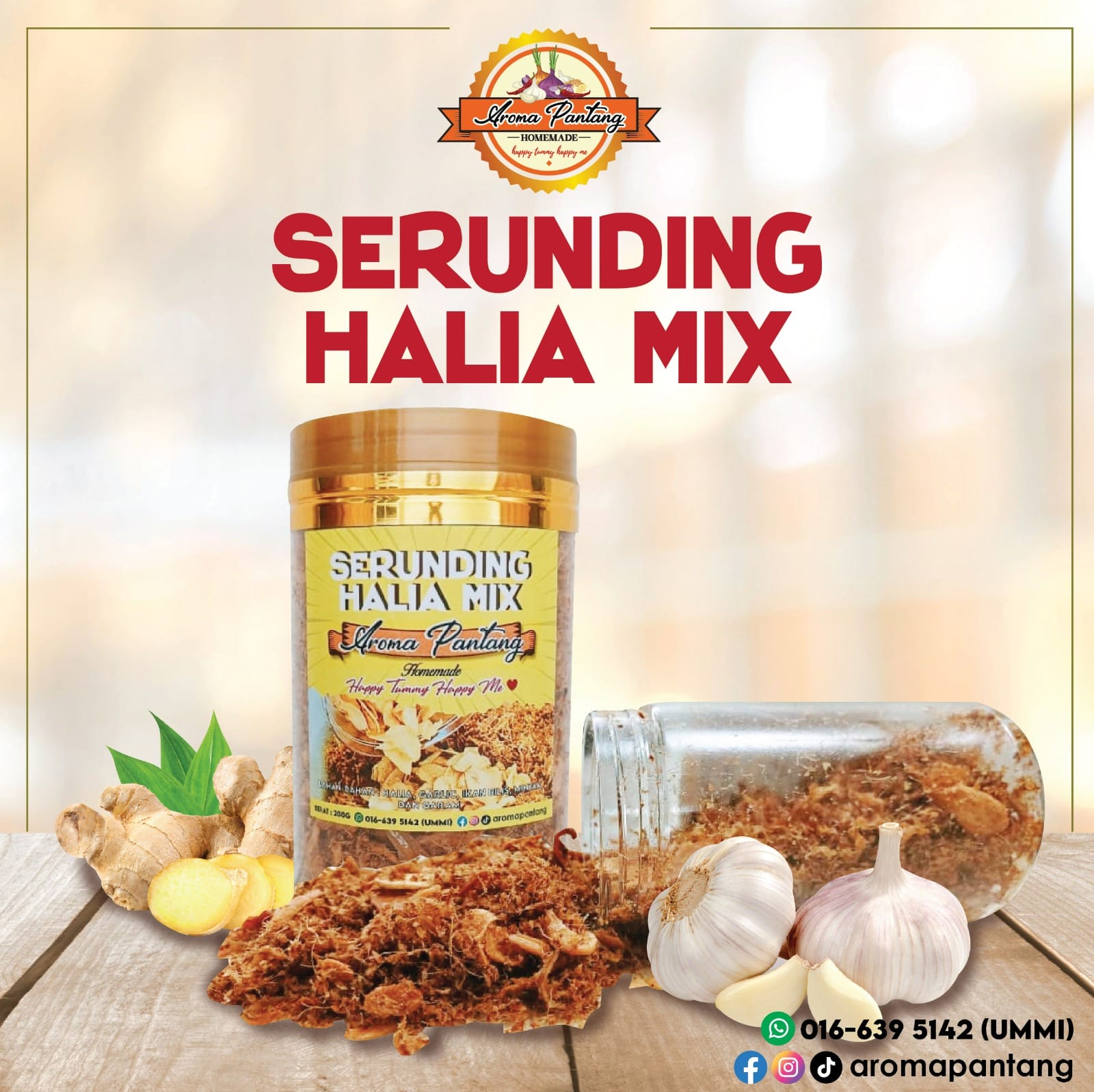 Serunding Halia Mix Ikan Bilis Mix Garlic